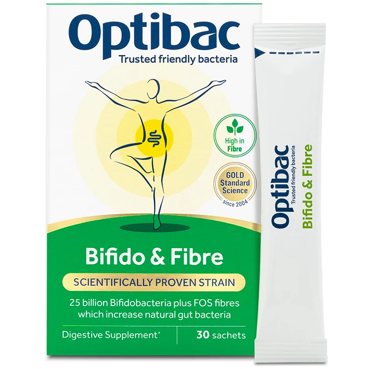Optibac Bifidobacteria & fibre 30 Sachets - Regularity, Constipation ...