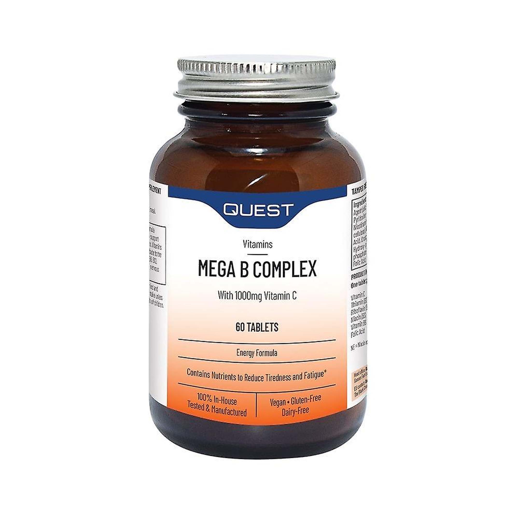 Quest Mega B Complex plus 1000 mg Vitamin C 60 Tablets - Elixirhealth ...